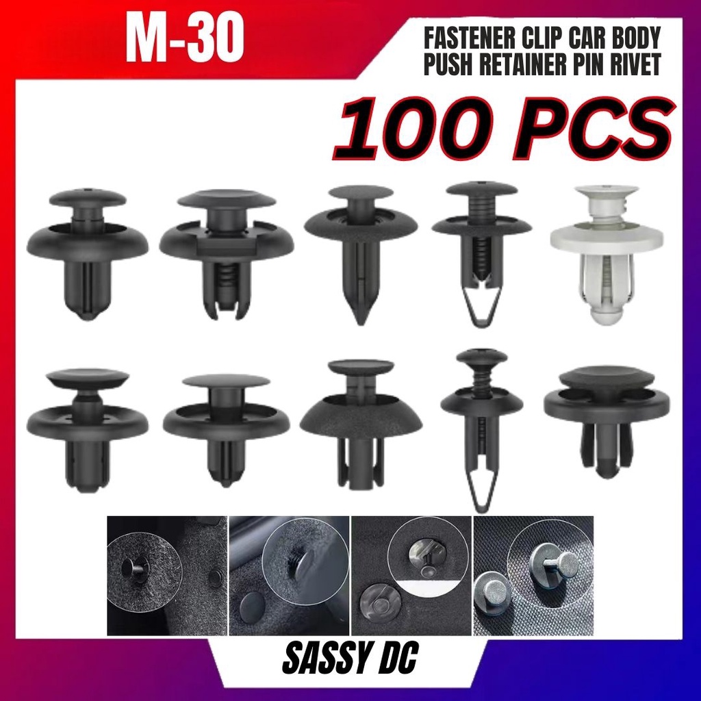 100PCS Auto Fastener Clip Car Body Push Retainer Pin Rivet Bumper Door ...