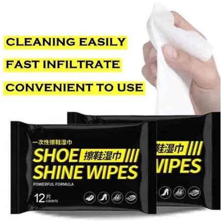 12 Sheet White Shoe Wipes Disposable Portable Shoe Cleaning Wet Wipes ...