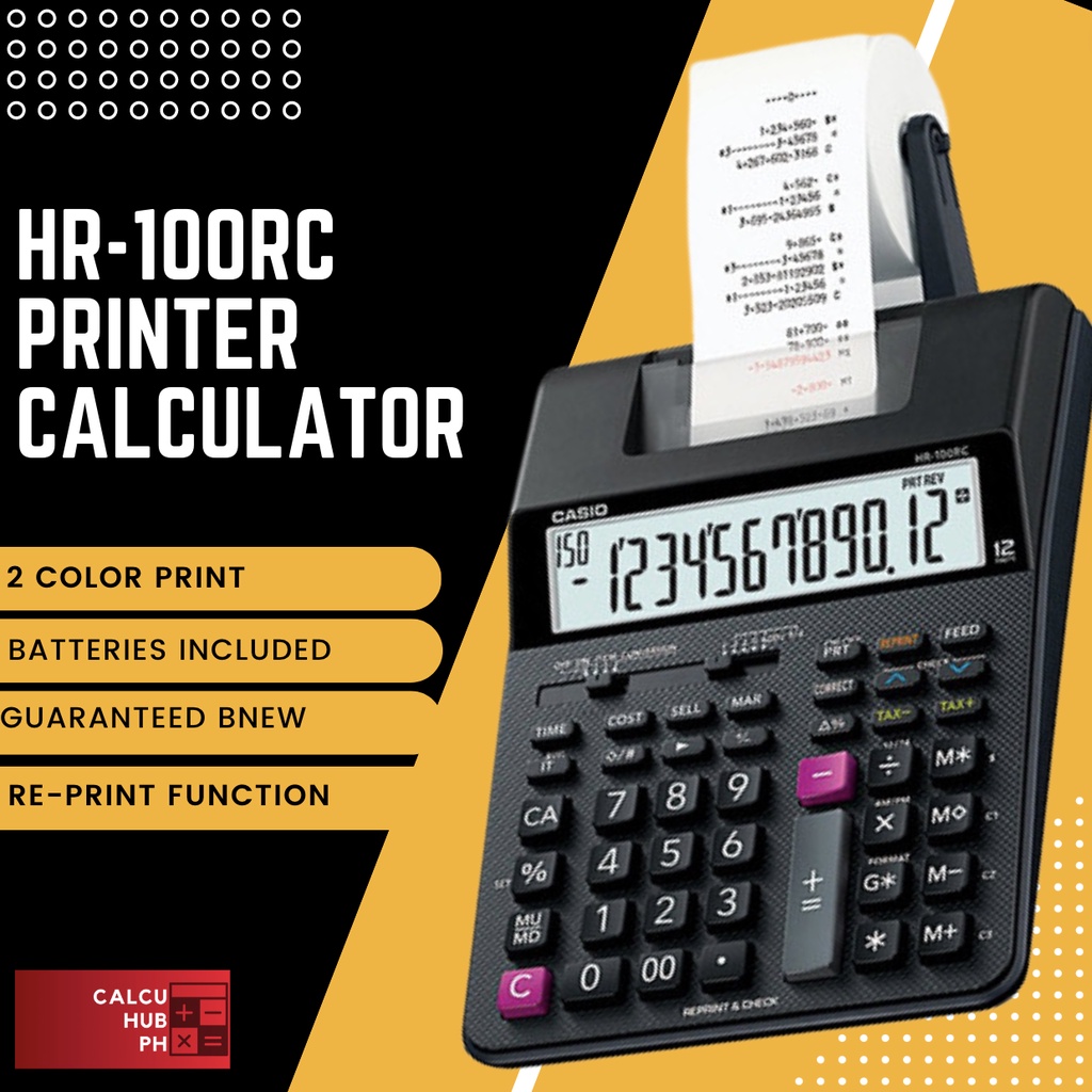 CASIO HR100RC PRINTING CALCULATOR 2 color print BATTERIES INCLUDED ONLY ...