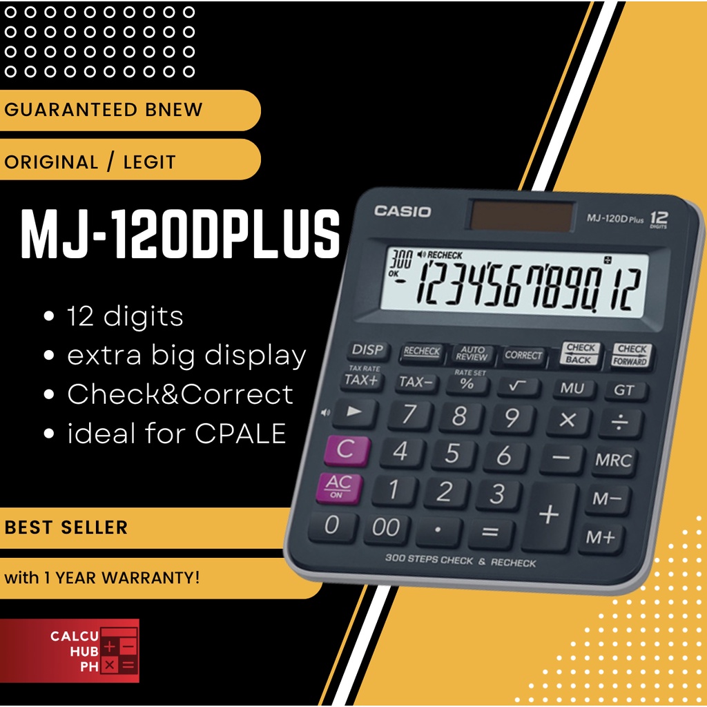 CASIO MJ120D PLUS CHECK AND CORRECT CALCULATOR | Shopee Philippines