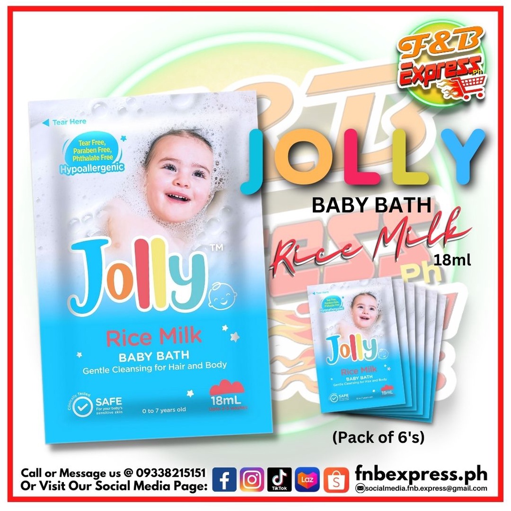 Jolly Rice Milk Baby Bath 18ml (Pack of 6's) | Shopee Philippines
