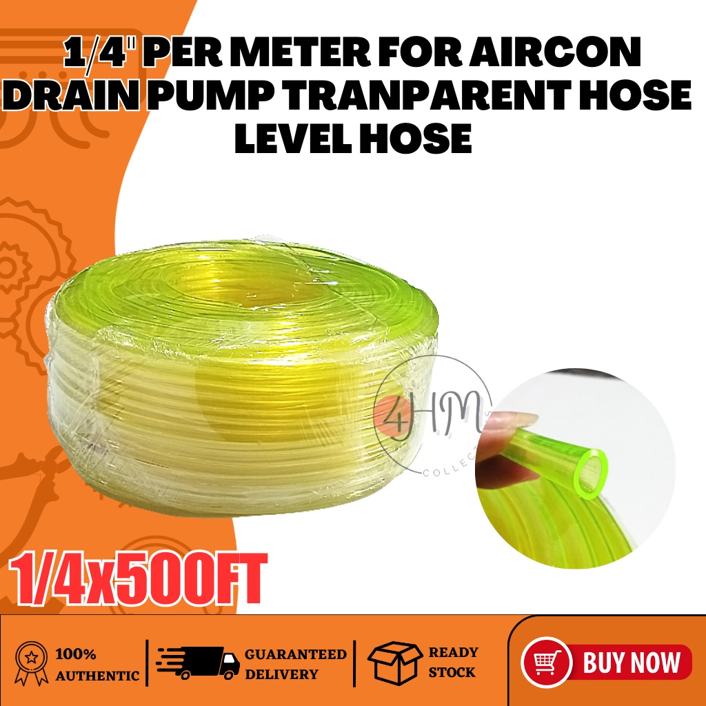 4HMC 1/4" PER METER FOR AIRCON DRAIN PUMP TRANPARENT HOSE HIGH QUALITY ...