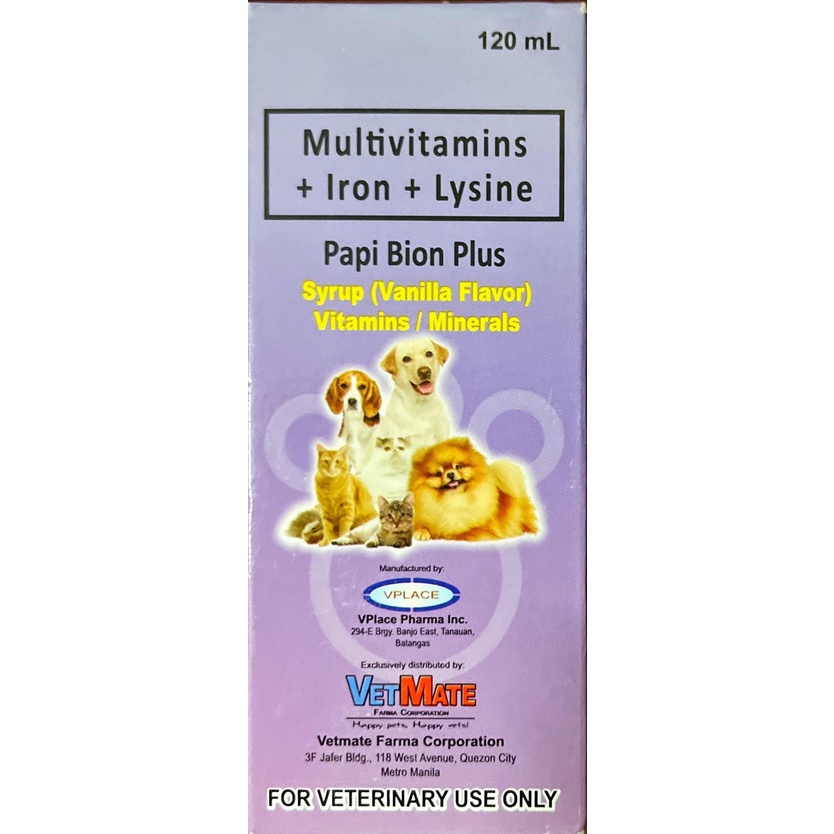 Papi Bion Plus Syrup for Dogs and Cats (Iron Supplement) 120ml | Shopee ...