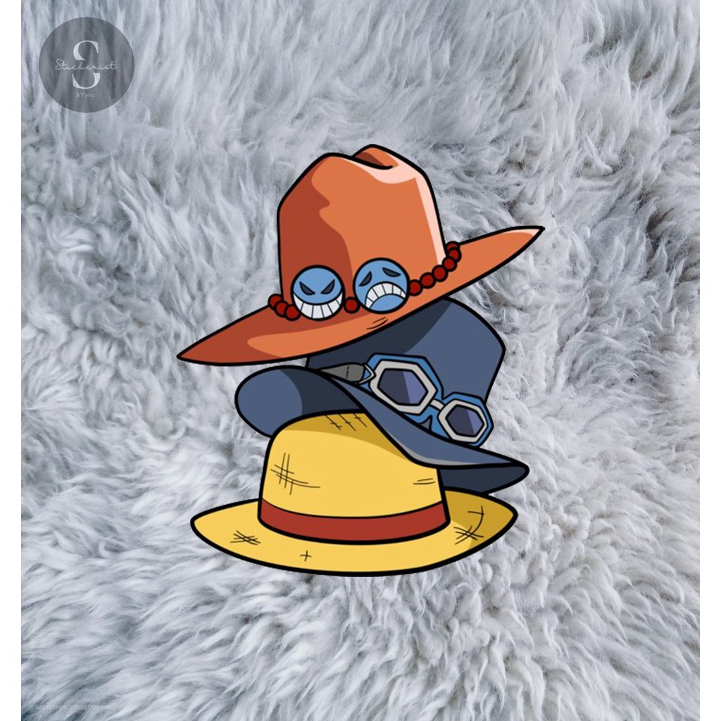 ACE, LUFFY, SABO HAT One Piece Anime Peeker 3D Laminated Vinyl Sticker ...
