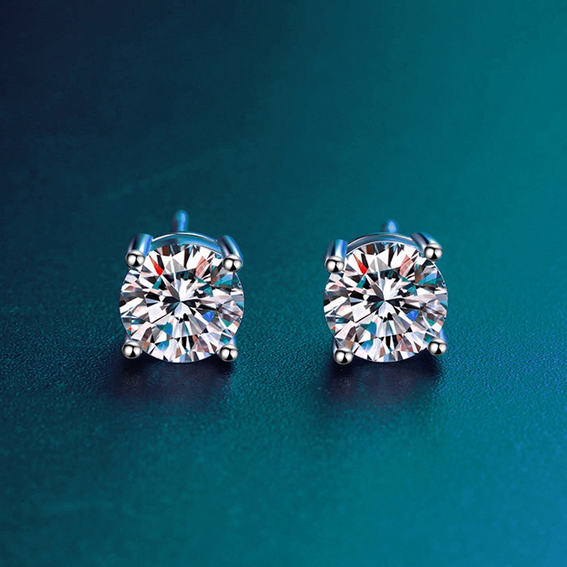 Pure silver s925 eight hearts and arrows Moissanite four-claw stud ...