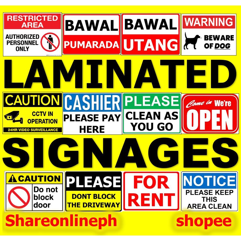 laminated Signages Big Size No Parking CCTV Open Closed Signage ...