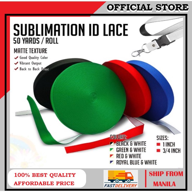 Sublimation ID Lace Lanyard Black & White (50 yards per roll) 1 inch ...