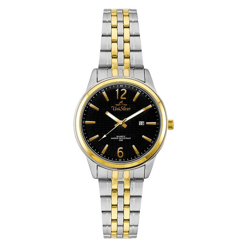 UniSilver TIME MEZZO Women's Small Analog Black/Two-Tone Silver and ...