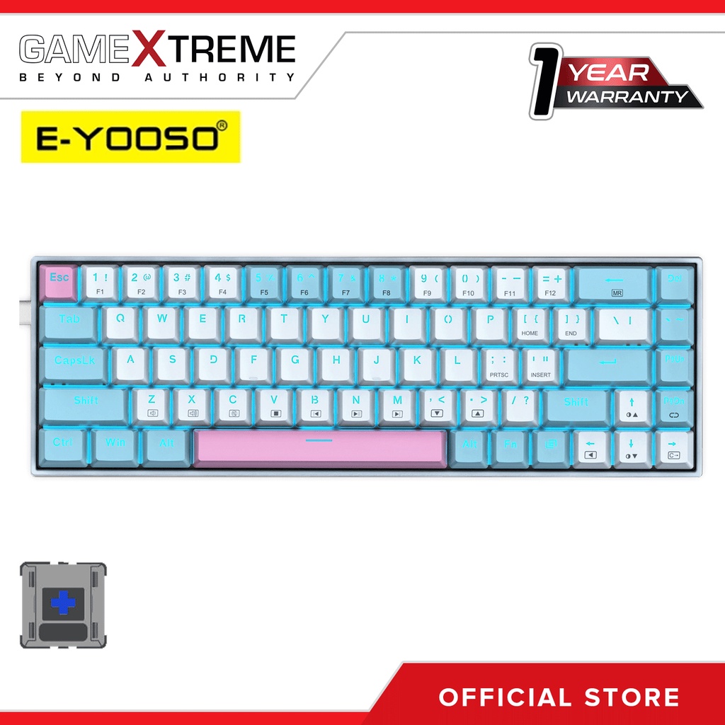 E-Yooso Z-686 68Keys Single Light 65% Mechanical Gaming Keyboard [White ...