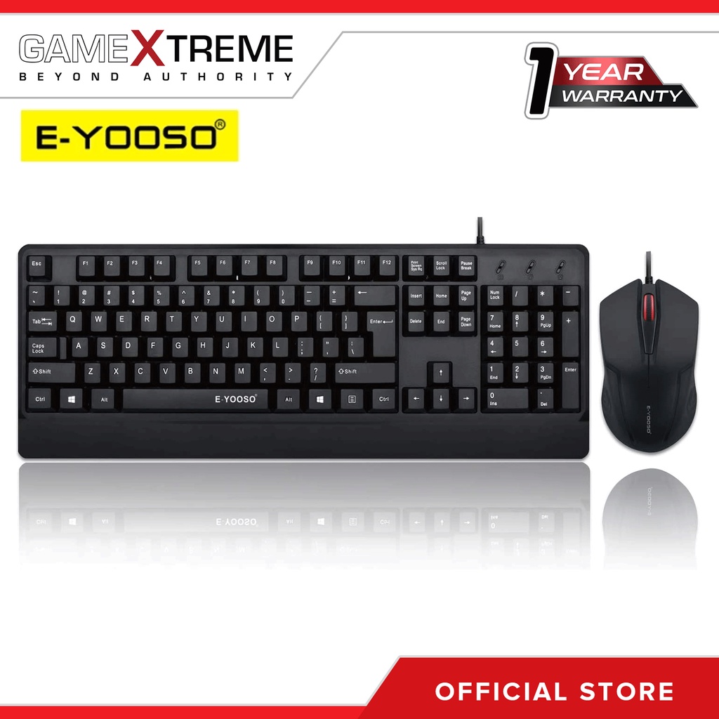 E-Yooso V-500 Wired Mute slim Membrane Keyboard Mouse Combos 104 keys ...