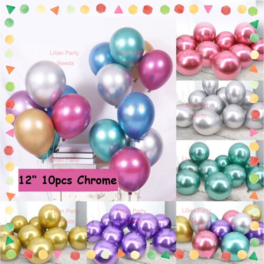 𝐋𝐢𝐥𝐢𝐚𝐧 𝐏𝐚𝐫𝐭𝐲 𝐍𝐞𝐞𝐝𝐬 10PC 12inch chrome balloon partyneeds | Shopee ...
