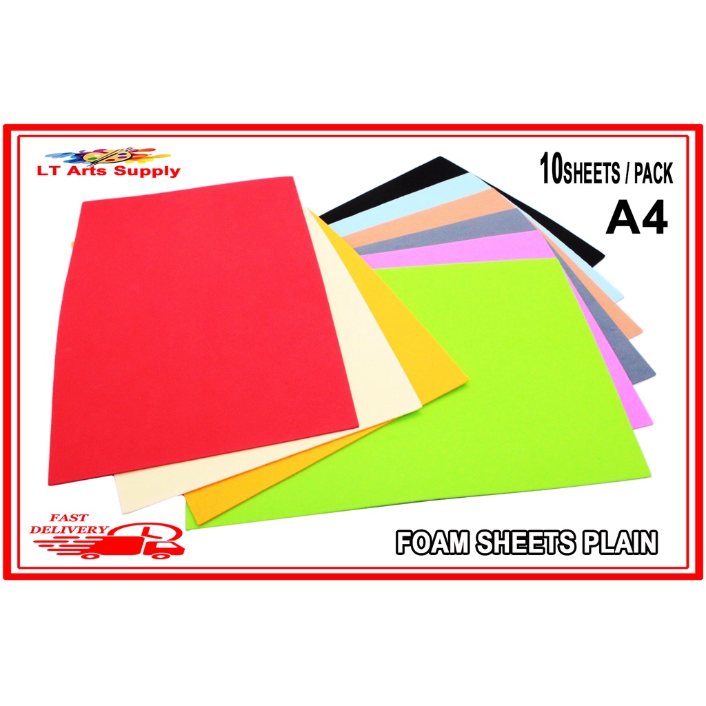 LT ARTS SUPPLY Plain Foam Sheets assorted color A4 size 10sheets ...