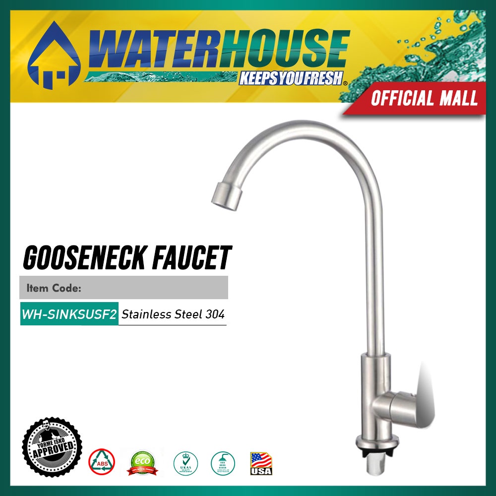 Waterhouse Stainless 304 Sink Mount Gooseneck Faucet Deisgn F2 570G WH-SINKSUSF2 PHWH | Shopee ...