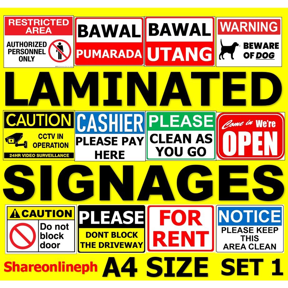 Signages A4 Size No Entry No Parking Bawal Utang Open Closed CCTV ...