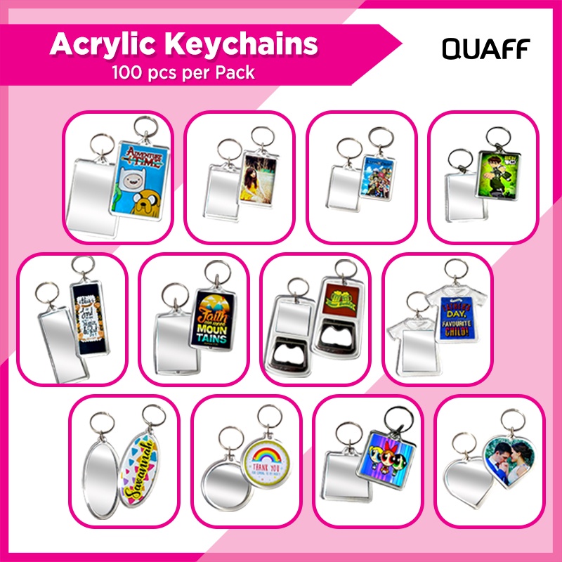 Different Designs QUAFF Photo Insert Acrylic Keychain (100pcs per pack ...