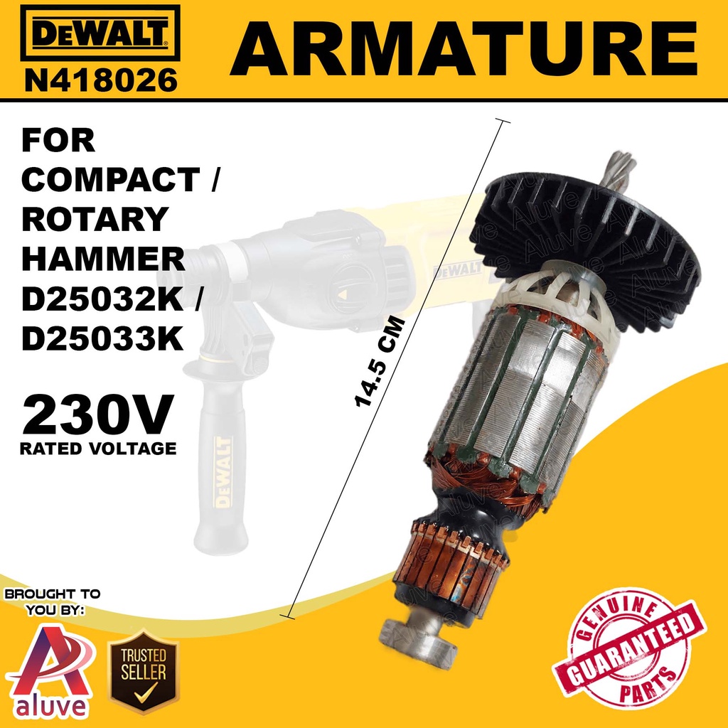 DeWalt Armature N418026 is FOR Compact / Rotary Hammer D25032K ...