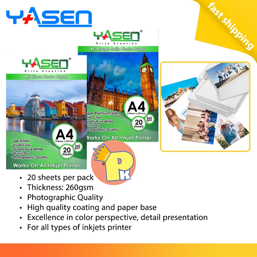 Yasen RC Rough Satin RC Linen Photo paper 260 GSM A4 waterproof ...