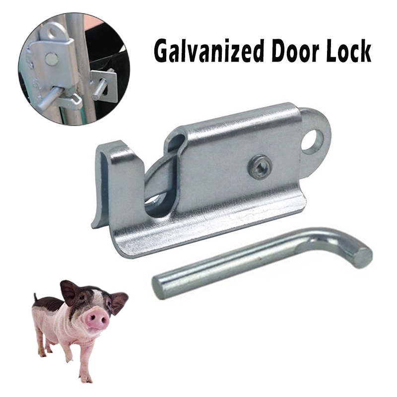 1Set Galvanized Door Lock Livestock Automatic Gate Lock Buckle Bumper ...