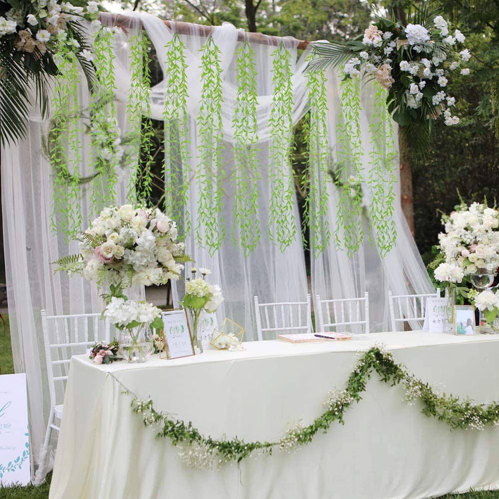Artificial Hanging Vine Weeping Willow Plastic Greenery Leaves for ...