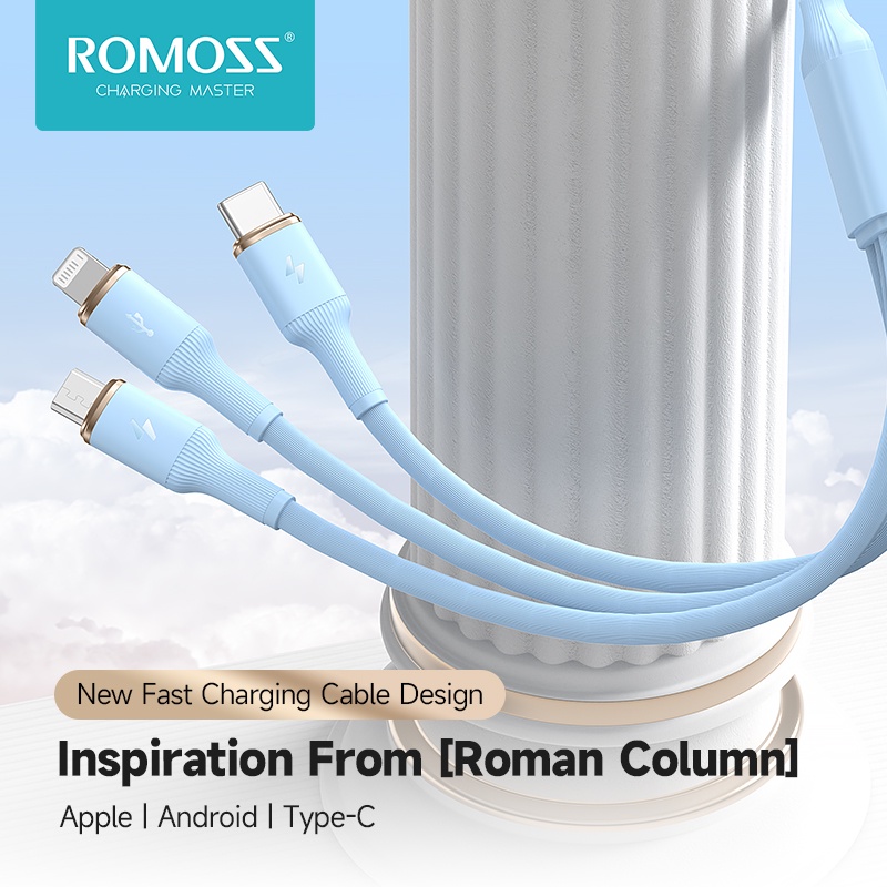 Romoss CB2515 1.2M 3in1 480Mbs Max Fast Charging Cable | Shopee Philippines
