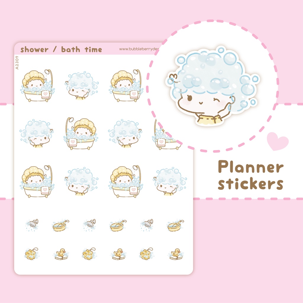Shower - Bath Time - Cute Planning & Journaling Characters and Icons ...