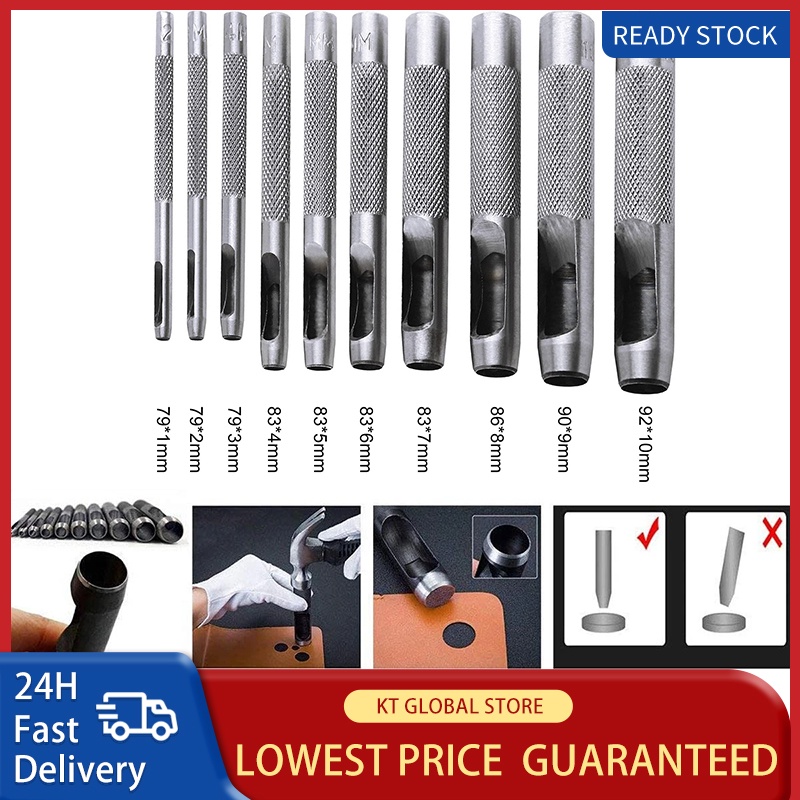 1mm ~ 10mm sets Hole Puncher Leather Hole Punch Round Steel Leather ...