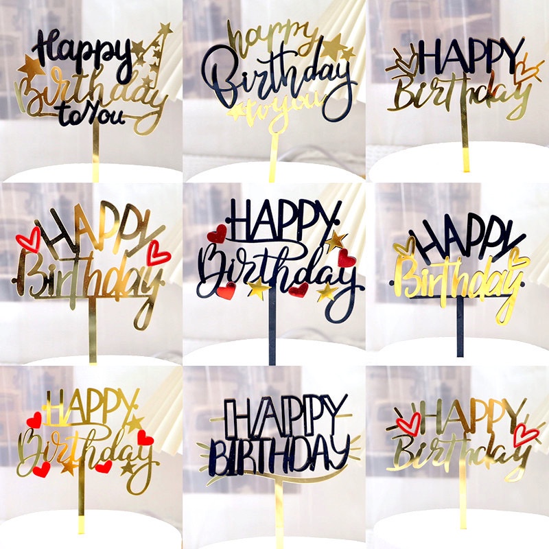 Aesthetic Happy Birthday Topper HBD Topper Cake Topper Acrylic Topper ...