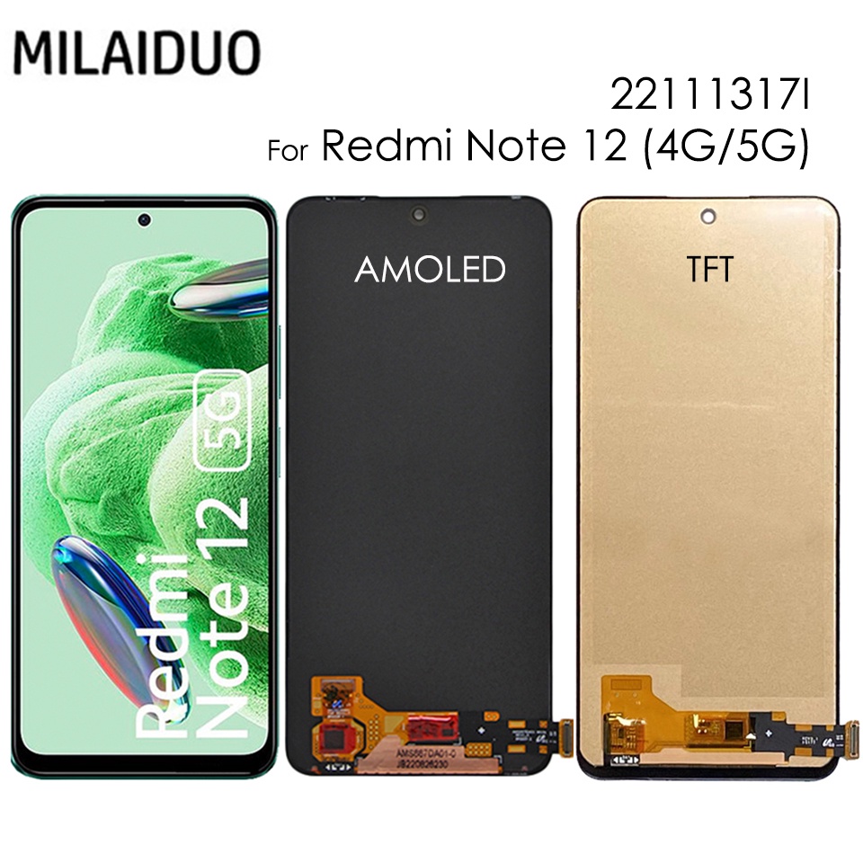 OLED / TFT LCD For Xiaomi Redmi Note 12 4G 5G / Poco X5 5G LCD Display Touch Screen Digitizer ...