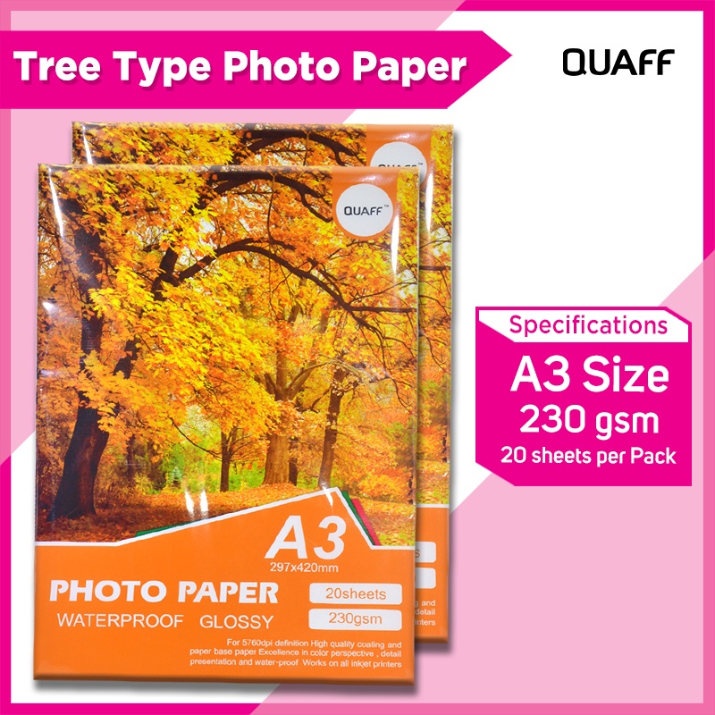 QUAFF Photo Paper Tree Type 230GSM A3 SIZE | Shopee Philippines