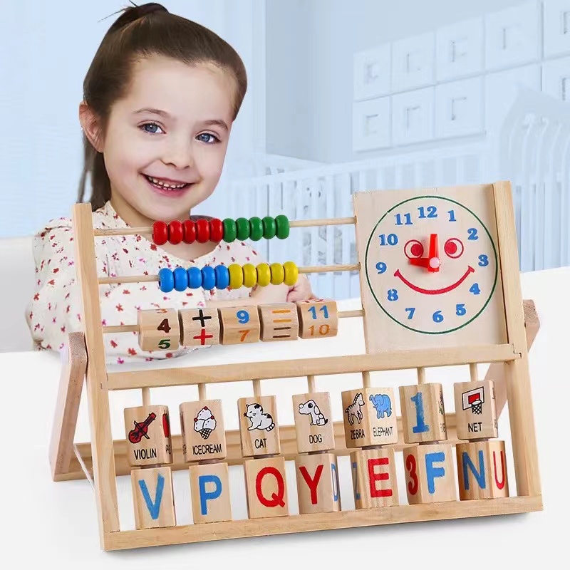 wooden clock for kids toy Teaching Aids Kids Baby Early Learning Math ...