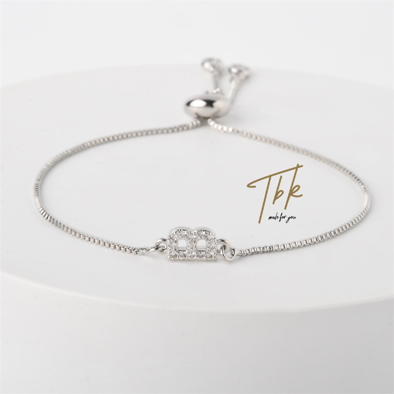 TBK Letter Bracelet 18K Platinum Plated Cubic Zirconia Alphabet ...