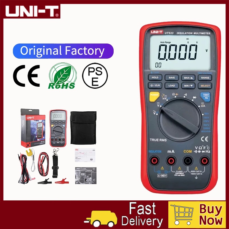 UNI-T UT533 True RMS Insulation Resistance Tester Digital Multimeter ...