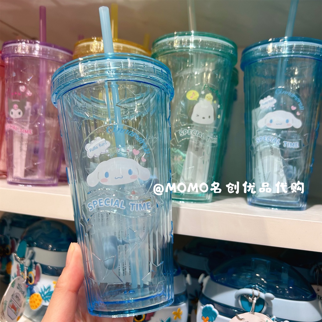 MINISO Sanrio Cinnamon Dog Summer Star Flashing Straw Cup Pacha Cute ...