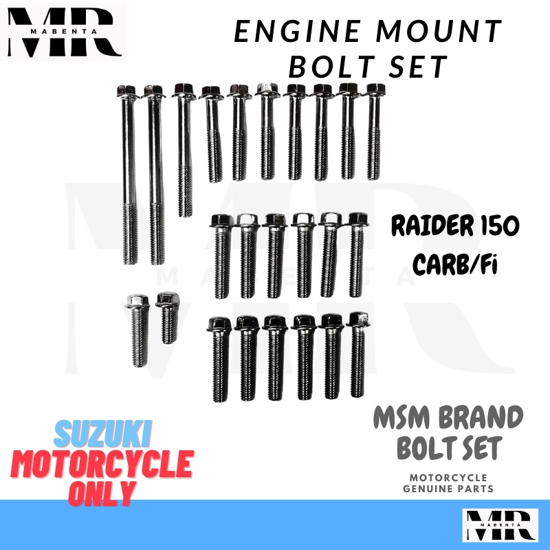 MOTORCYCLE PARTS ENGINE MOUNT BOLT SET FOR RAIDER 150 CARB/Fi | Shopee ...