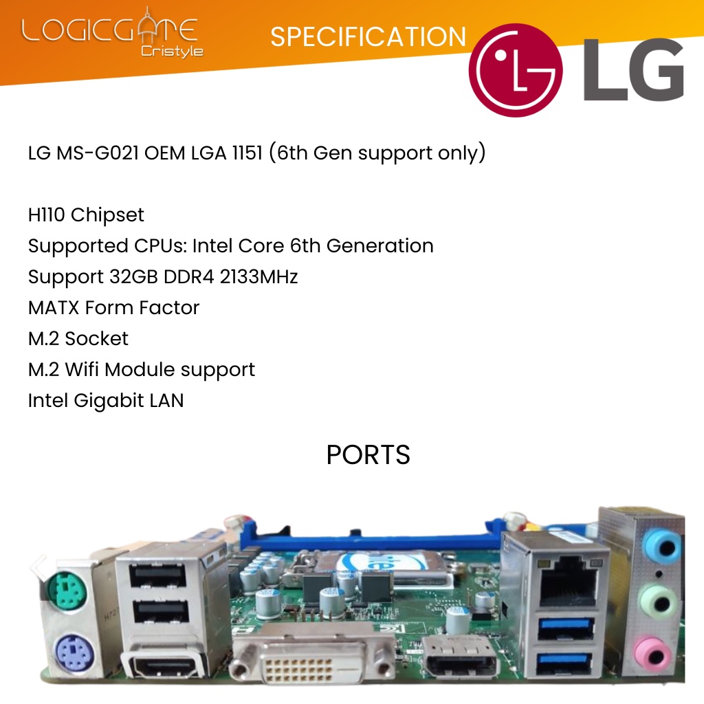 1151 H110 LG MS G021 Motherboard Intel 6th 7th Gen ddr4 slot m.2 Support HDMI | Shopee Philippines