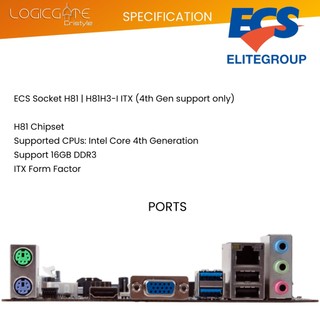 ECS H81H3-I LGA Socket 1150 4th Gen Support ITX Motherboard | Shopee ...