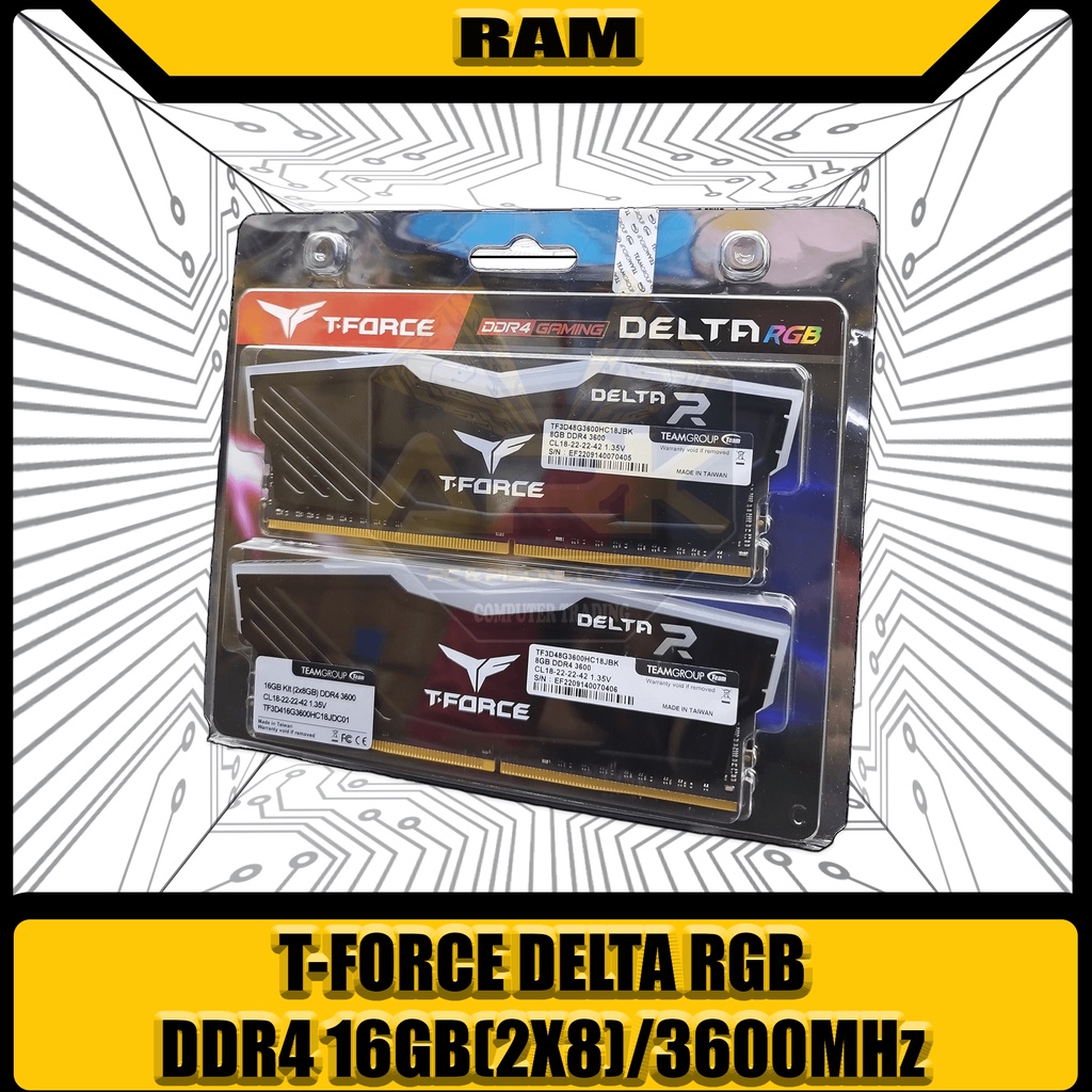 T-FORCE DELTA RGB 16GB 8GBX2 DDR4 3600MHZ BLACK | Shopee Philippines