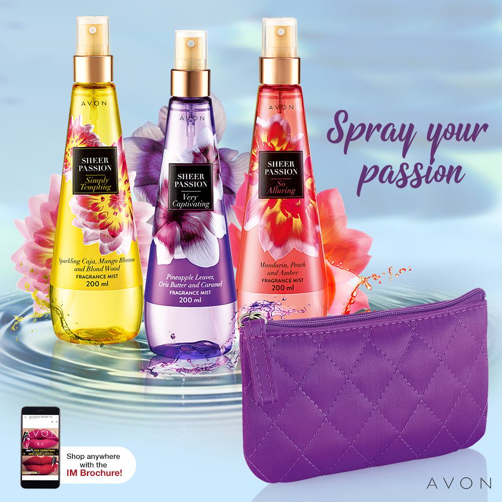 AVON SHEER PASSION FRAGRANCE MIST 200ml and-ASSORTED BODY-SPRIT'z-250ml ...