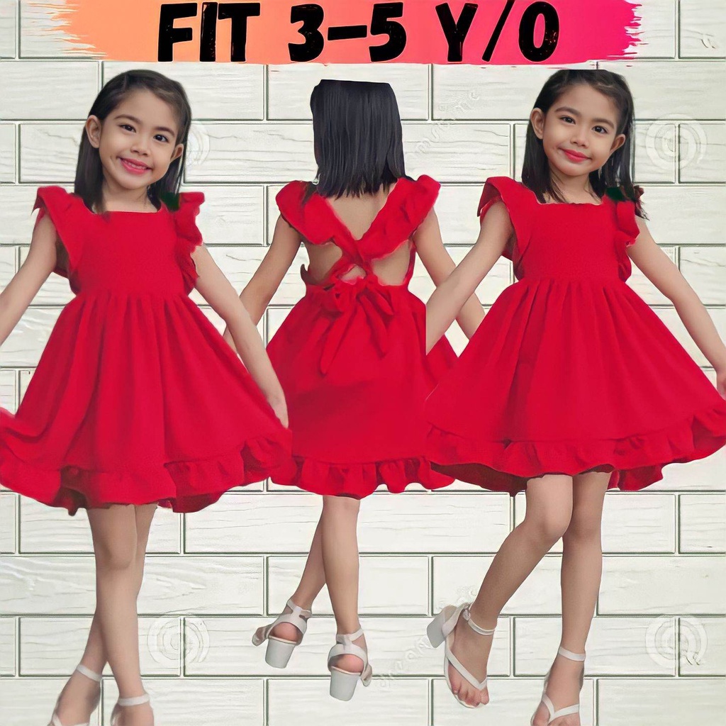 KIKAY TREND I TONY KIDS PLAIN VBACK BUTTERFLY KIDS DRESS FIT 3-5 YEARS ...