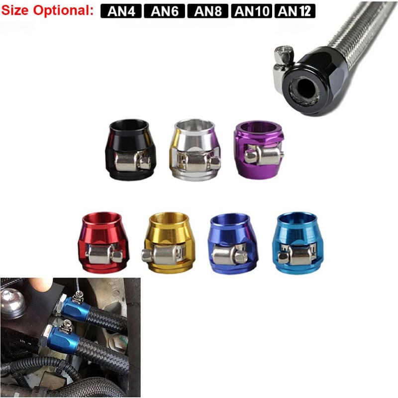 Universal AN4 AN6 AN8 AN10 AN12 Oil Fuel Hose Clamp Fittings Straight Hose End Finisher Water ...