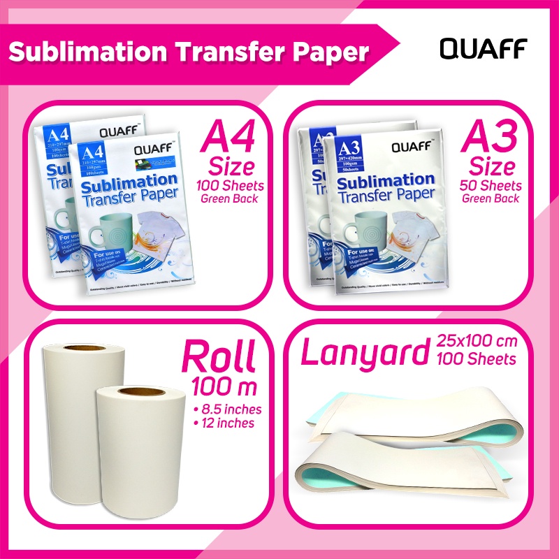 QUAFF Sublimation Paper 100GSM // Sublimation Transfer Paper for Inkjet ...