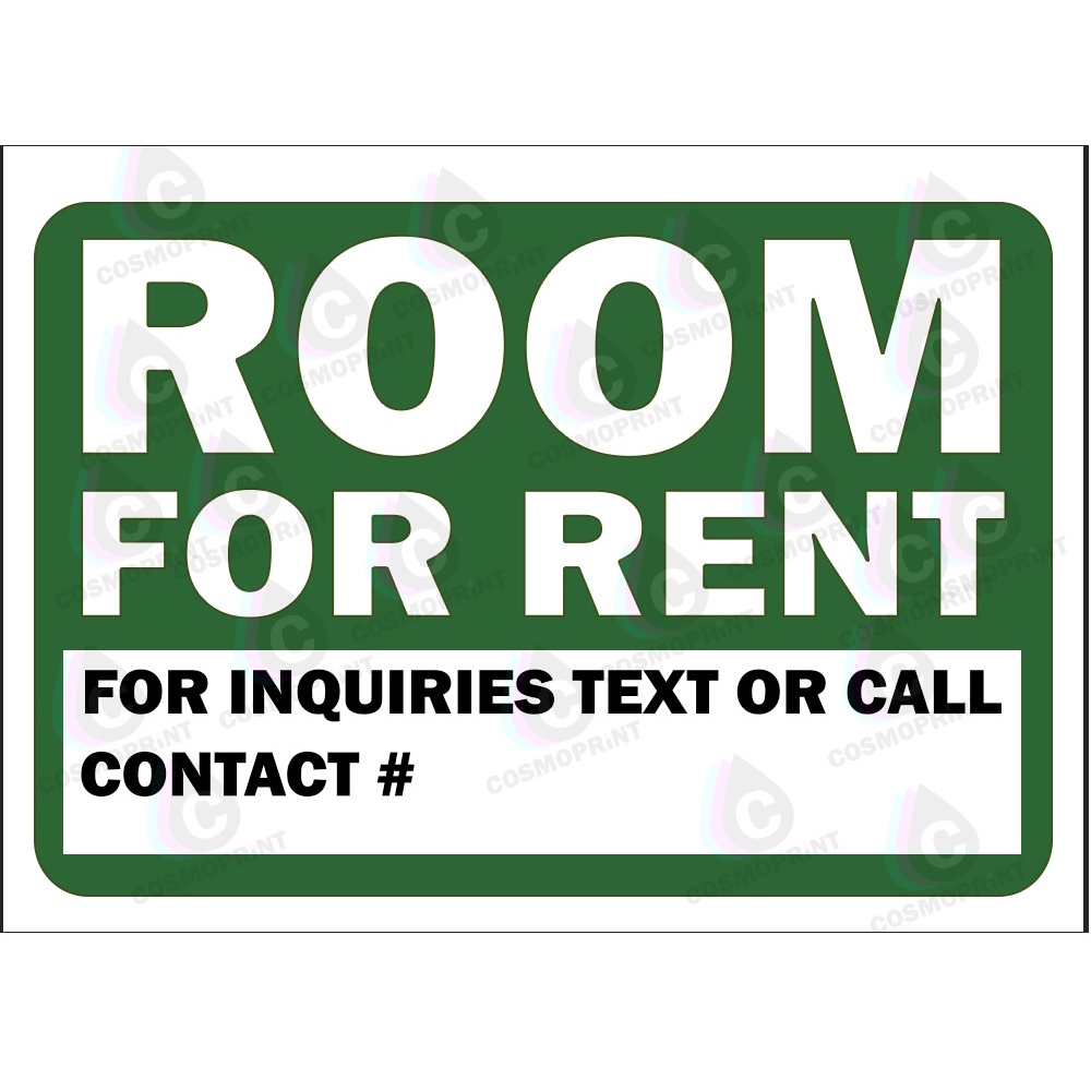 ROOM FOR RENT | Laminated Photopaper | Sintraboard | Vinyl Sticker ...