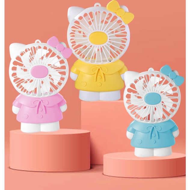 NEW portable Mini Fan With Light cartoon Hello kitty fan Built-in fan ...