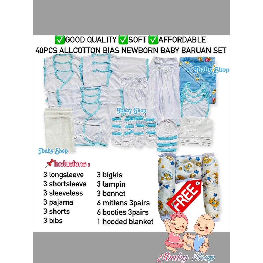 43pcs FREE BOLSTER SET NEWBORN COTTON BARUAN SET | Shopee Philippines
