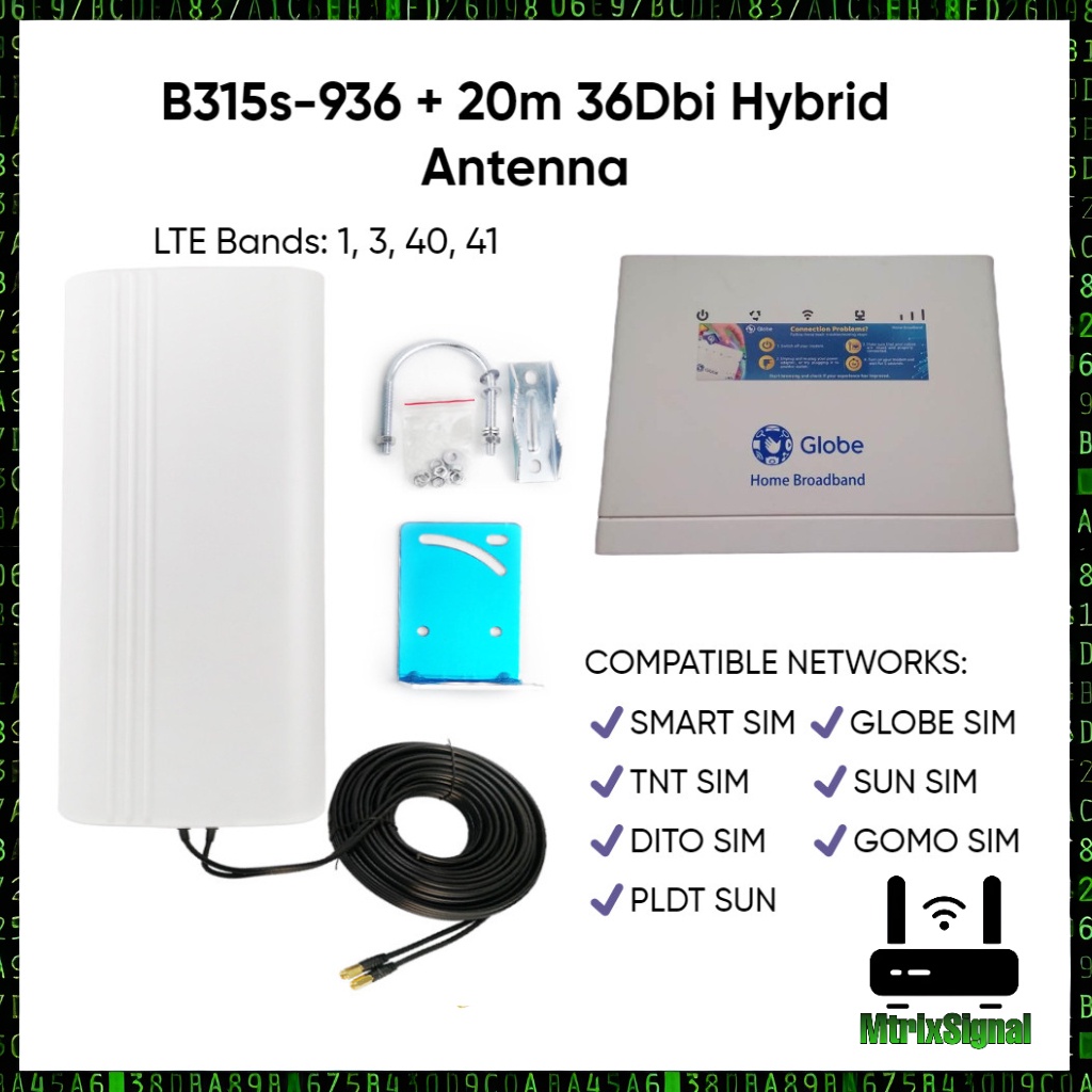 B315s 936 Modem + 36Dbi Hybrid Antenna with 20 meters wire | Shopee ...