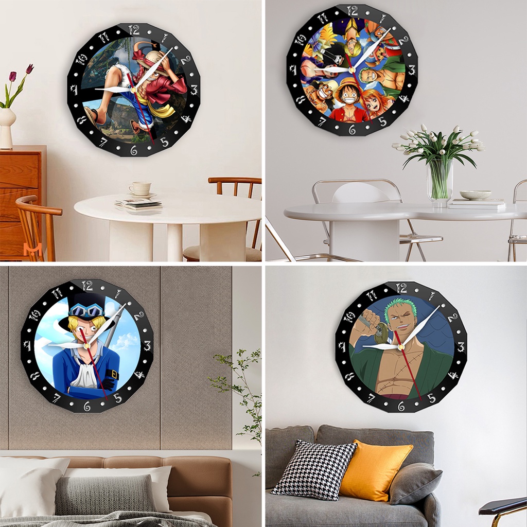 One Piece Anime Silent Wall Clock Hanging Orasan for bedroom Living ...