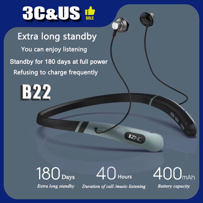 B22 Wireless Bluetooth Headset with Neck in Ear 5.2 Bluetooth Ultra ...