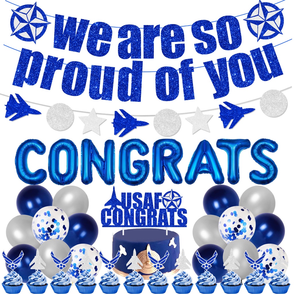 CHEEREVEAL Congrats USAF Grad Party Decor, Blue Air Force We Are So ...