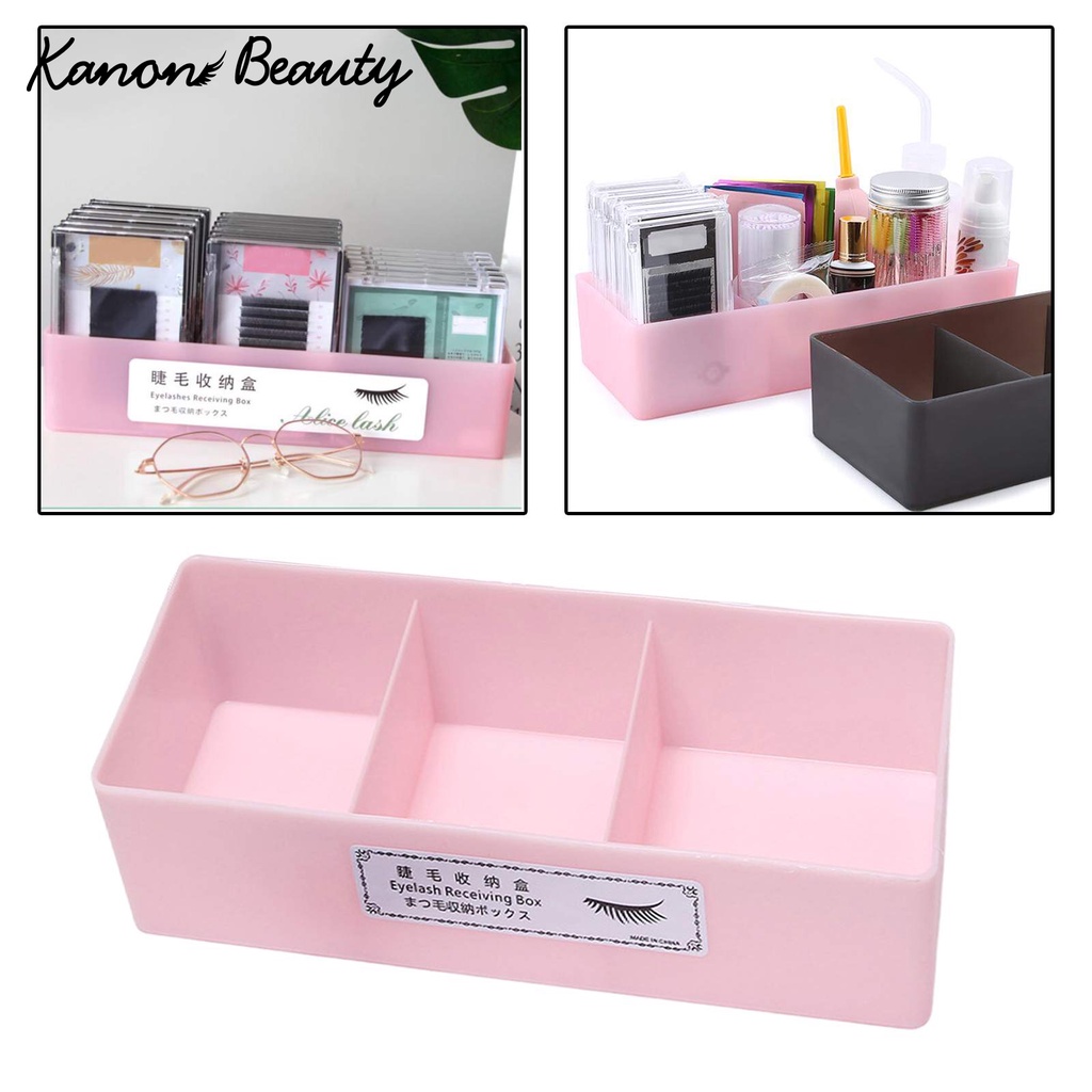 3 Grids Large Eyelash Extension Tool Storage Box Lashes Glue Tweezer ...