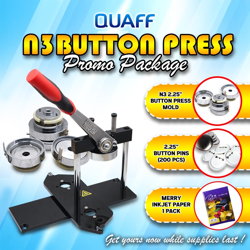 (Promo Package) QUAFF Button Pin Press Machine (N3 Swing Type) | Shopee ...